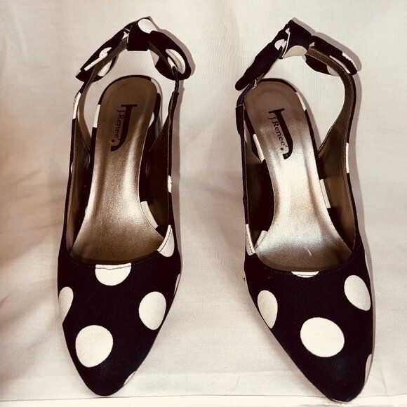 J.Renee | Shoes | Jrenee Blue Polkadot Slingback Heels | Poshmark